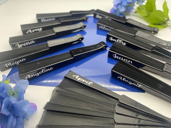 Personalized Hand Fan With Organza Cover Bridesmaids Hand | Etsy