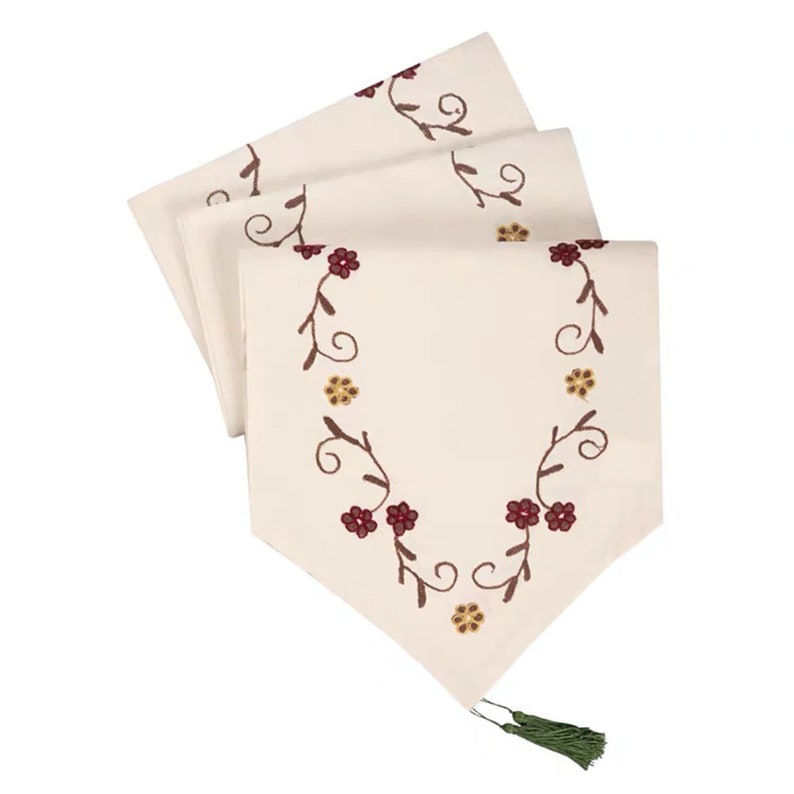 Romantic Flower Abstract Floral Embroidery Cotton Linen Table - Etsy