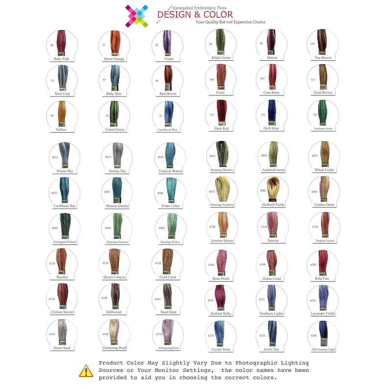 Color Variations Embroidery Floss Pack Variegated Cross Stitch Threads ...