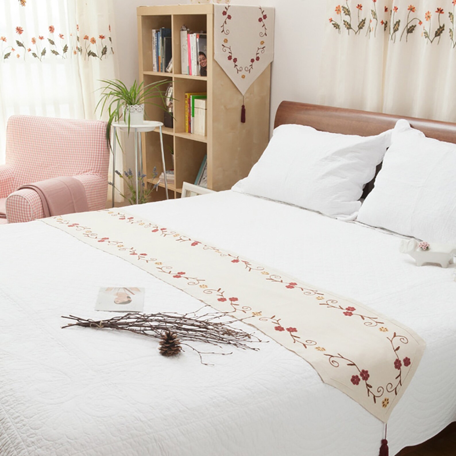 Romantic Flower Abstract Floral Embroidery Cotton Linen Table - Etsy