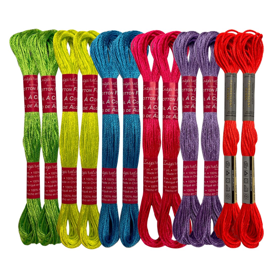 Vibrant Fluorescent Embroidery Floss Pack - 12 Skeins - Etsy
