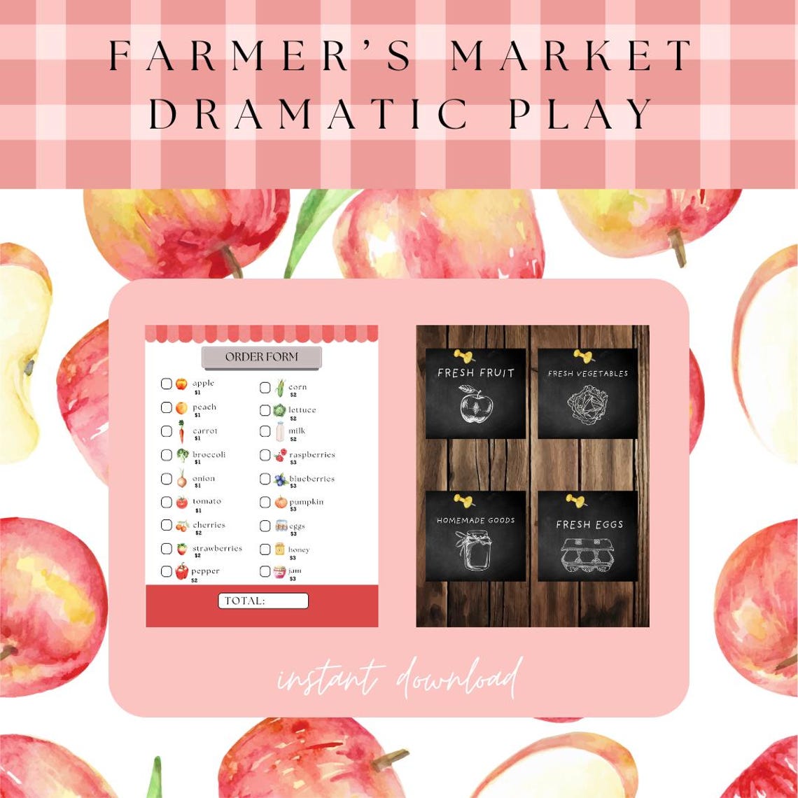 Farmer’s Market Dramatic Play Printable | Downloadable Pretend Play ...