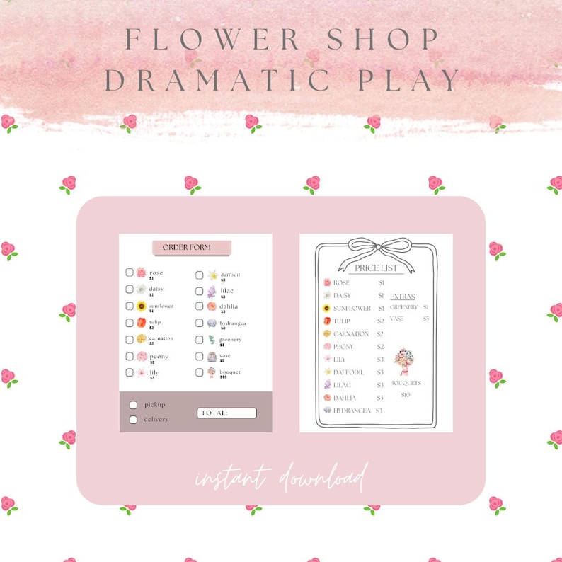 Flower Shop Dramatic Play Printable | Pretend Play for Preschool ...