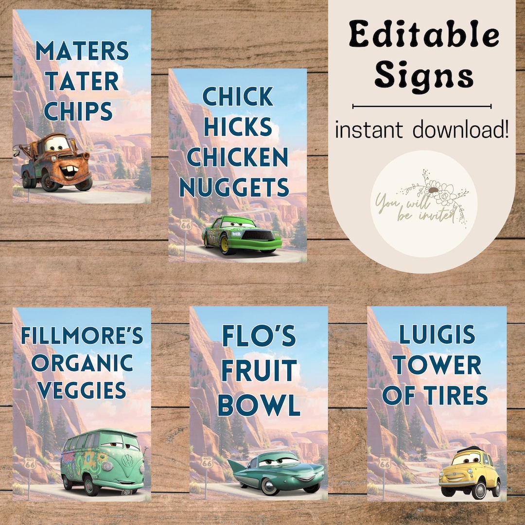 Cars Themed Party Signs - Etsy