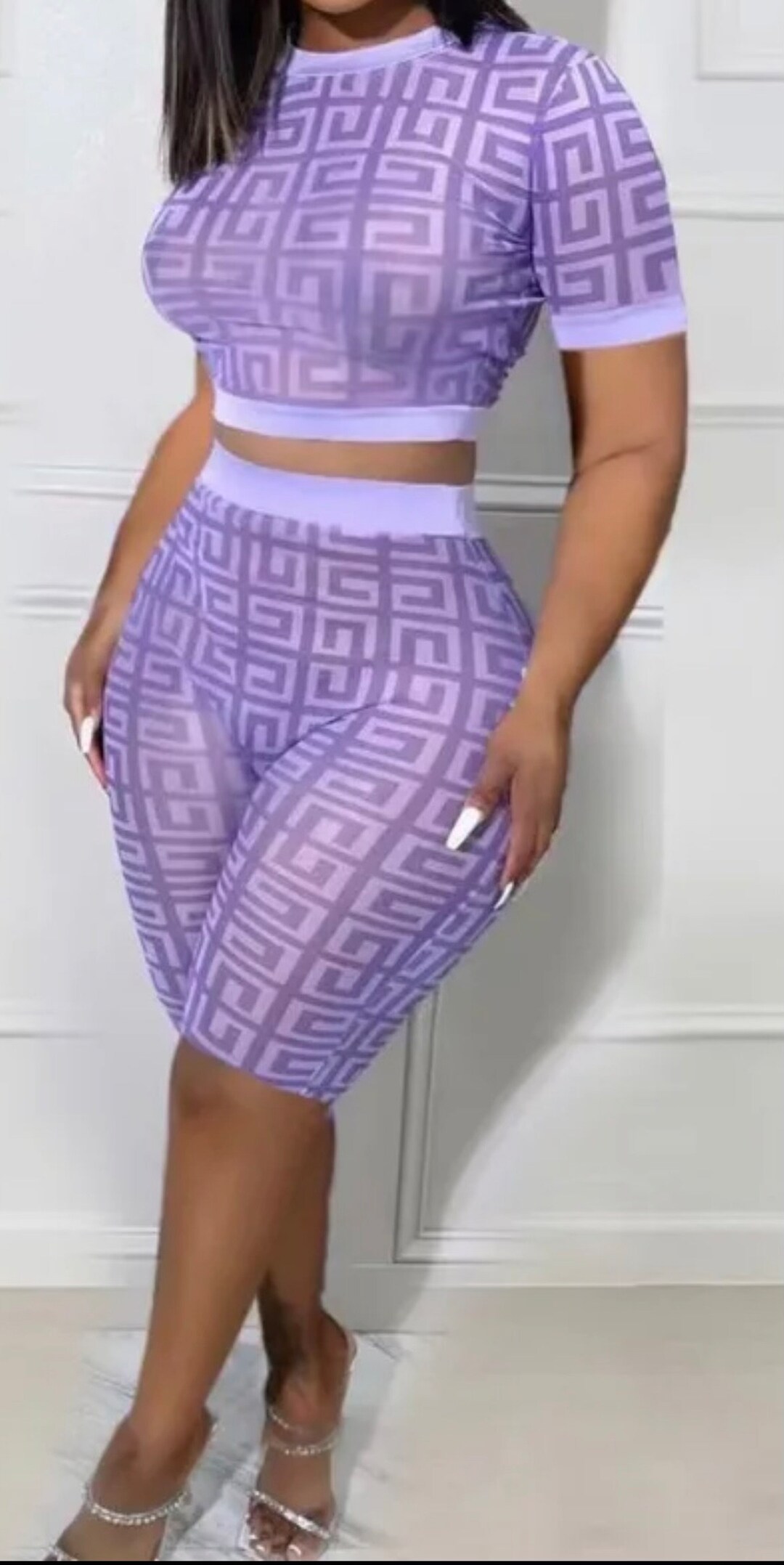 Two Piece Purple Shorts Hot New Fashion Sheer /influencer Fashion - Etsy