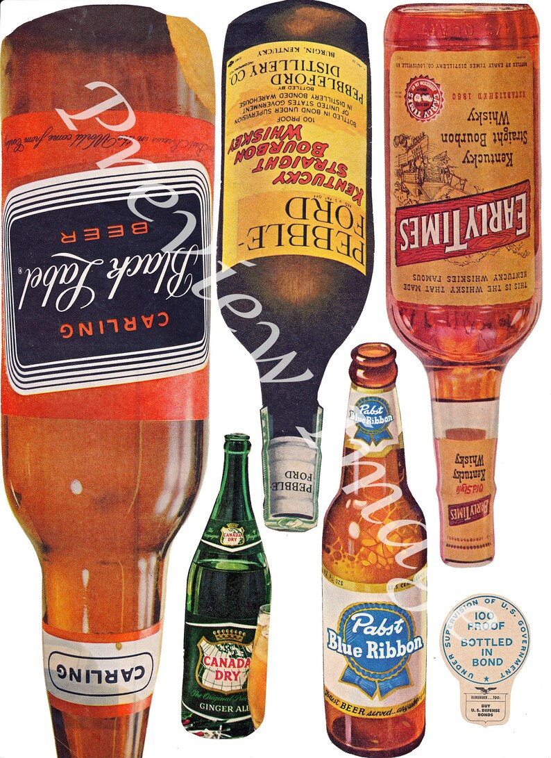 Vintage Bottle Illustrations, Collage Stock Photo, Journaling ...