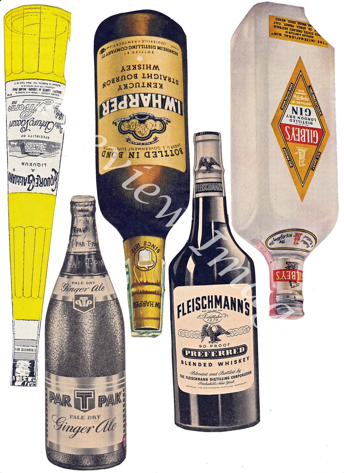 Vintage Bottle Illustrations, Collage Stock Photo, Journaling ...