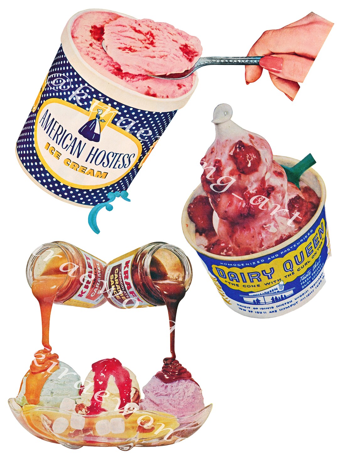 Vintage Ice Cream Imagery, Collage Stock Photo, Journaling, Printable ...