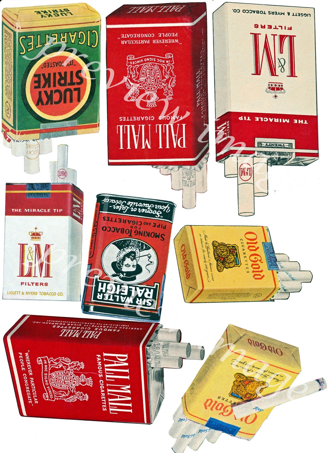 Vintage Cigarettes Image, Collage Stock Photo, Journaling, Printable ...