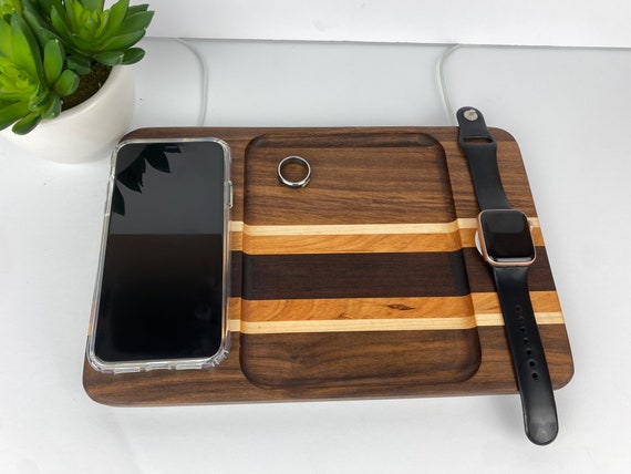 Wood Magsafe Iphone and Watch Wireless Charging Station - Etsy