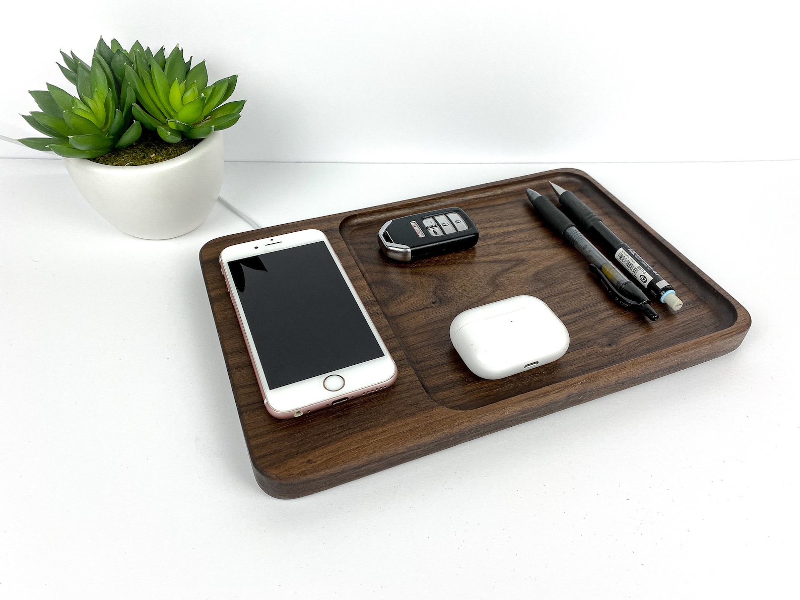 Wood Magsafe Wireless Charging Station, Wireless EDC Tray, Apple ...
