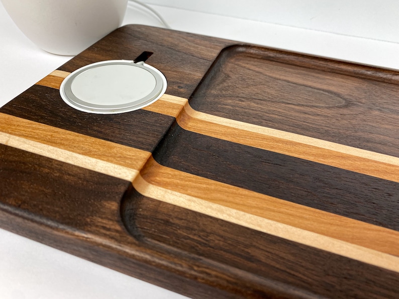 Wood Magsafe Wireless Charging Station, Wireless EDC Tray, Apple ...