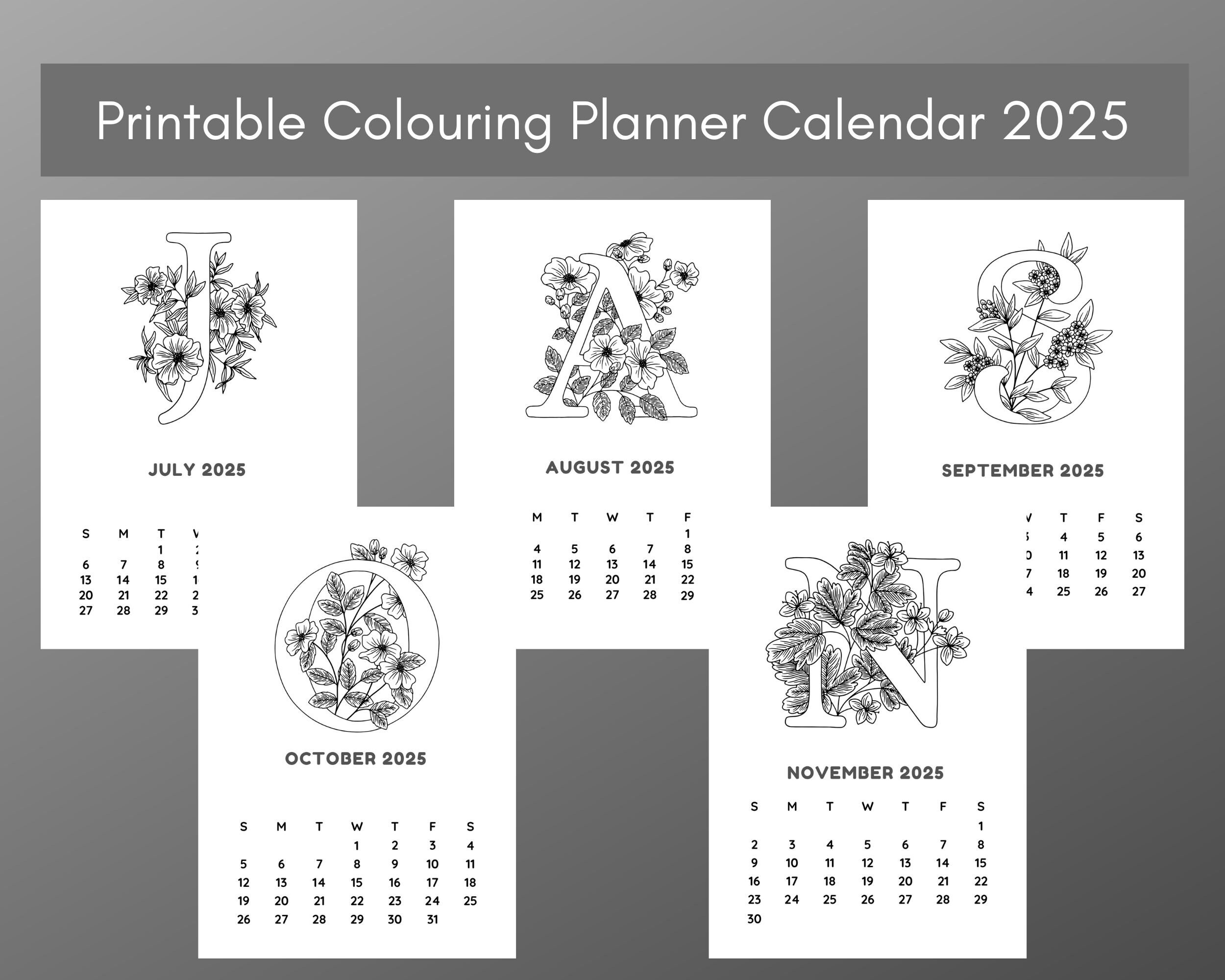 Flower Coloring Weekly Planner, Flower Coloring Printable Planner and ...