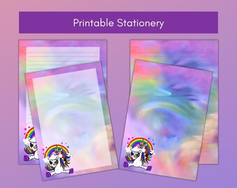 Printable Journal Paper, Unicorn Lined and Unlined Stationery ...