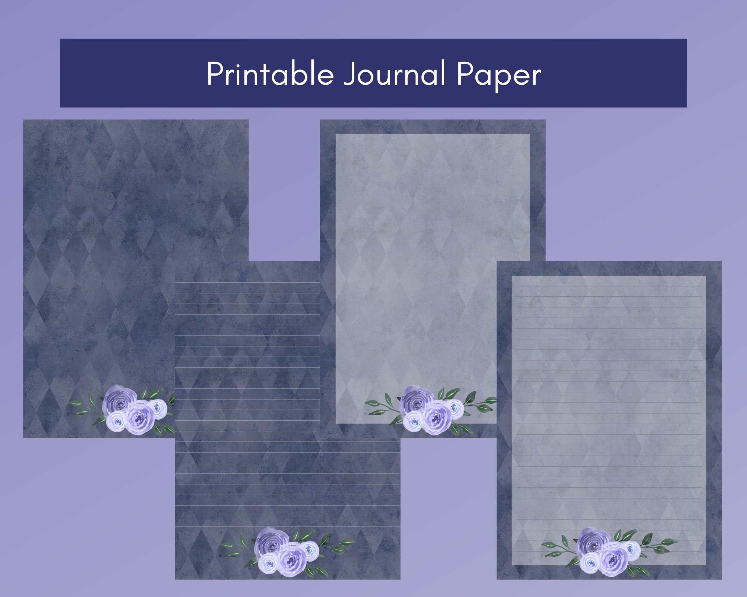 Blue Rose Printable Journal Paper, Rose Lined and Unlined Stationery ...