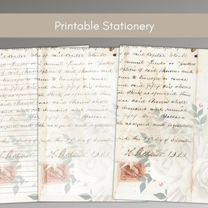 Rose Printable Journal Paper, Vintage Rose Lined and Unlined Stationery ...