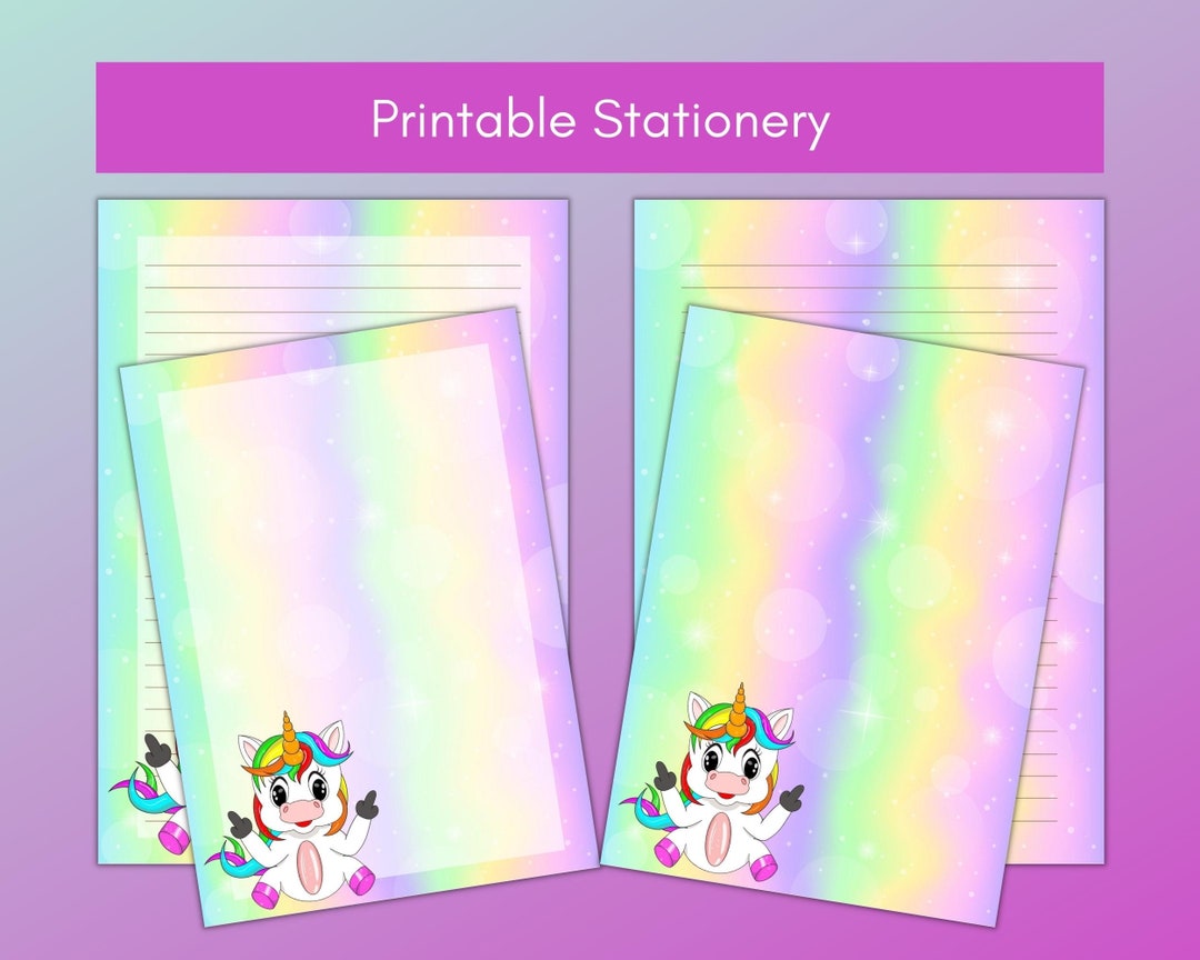 Printable Journal Paper, Unicorn Lined and Unlined Stationery ...