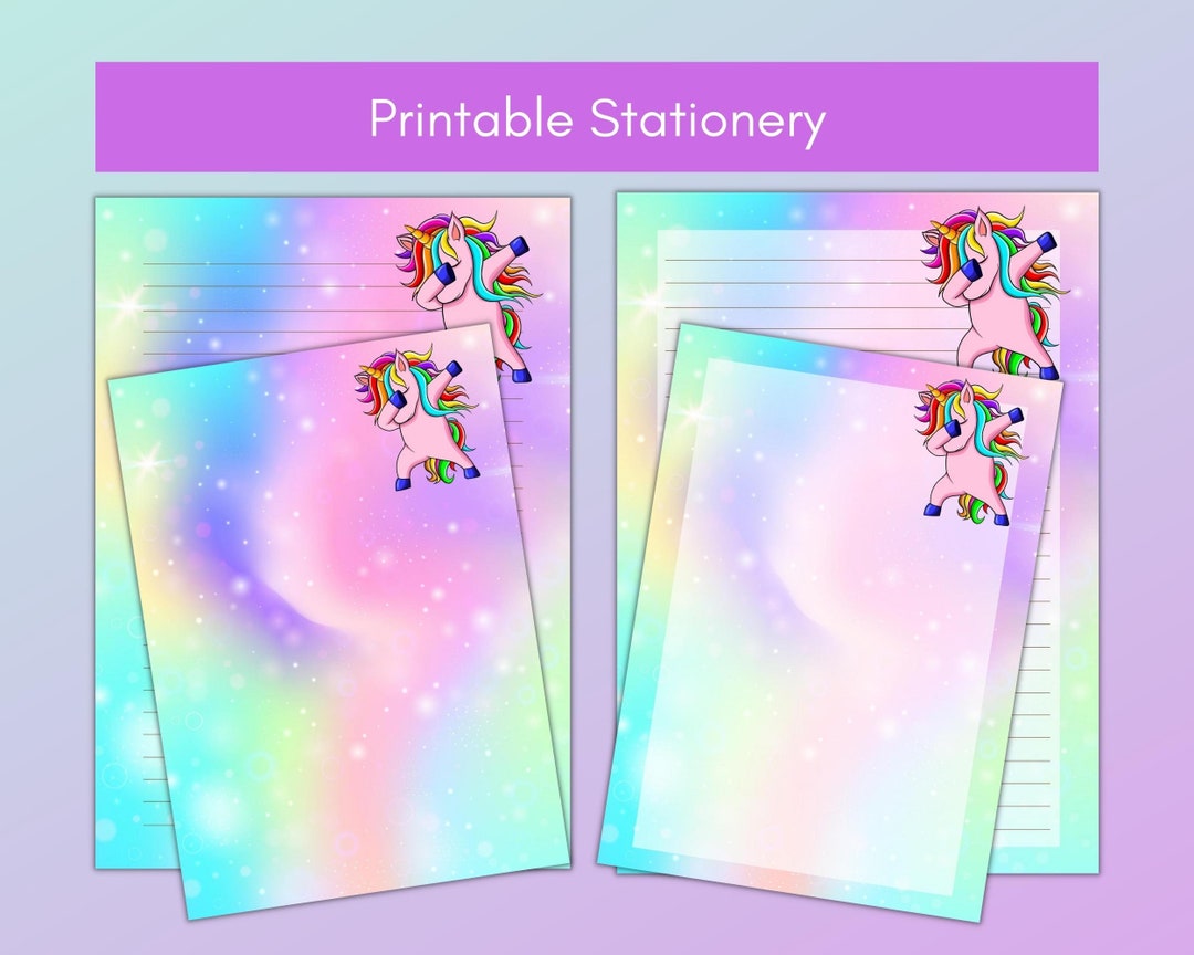 Printable Journal Paper, Unicorn Lined and Unlined Stationery ...