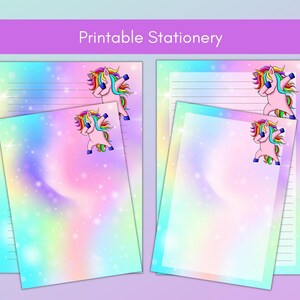 Printable Journal Paper, Unicorn Lined and Unlined Stationery ...