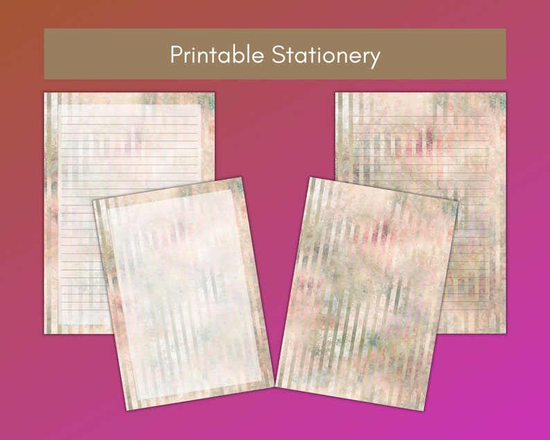 Vintage Printable Journal Paper, Vintage Lined and Unlined Stationery ...