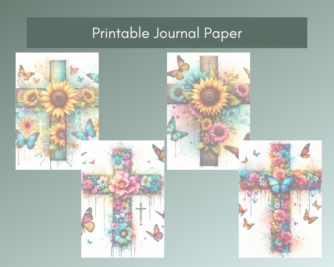 Printable Journal Paper, Flower Cross Lined and Unlined Stationery ...