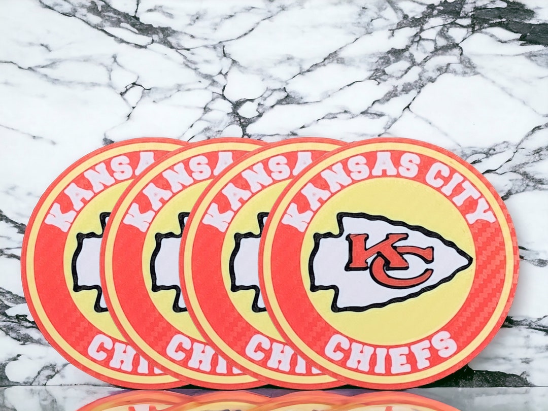 NFL Kansas City Chiefs Coasters Set 4 Pcs With Holder Rubber Base - Etsy