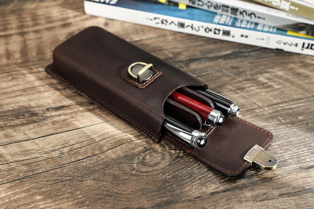 Leather 3 Slot Fountain Pen Case, Molded Pen Holder, Luxury Pen ...