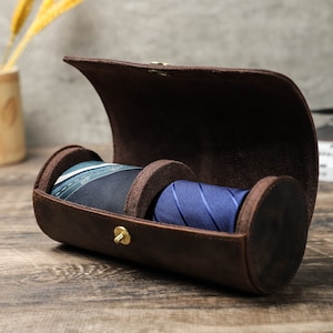 Vintage Handmade, Genuine Leather, 1/2 Grids, Travel Tie Organizer, Men ...