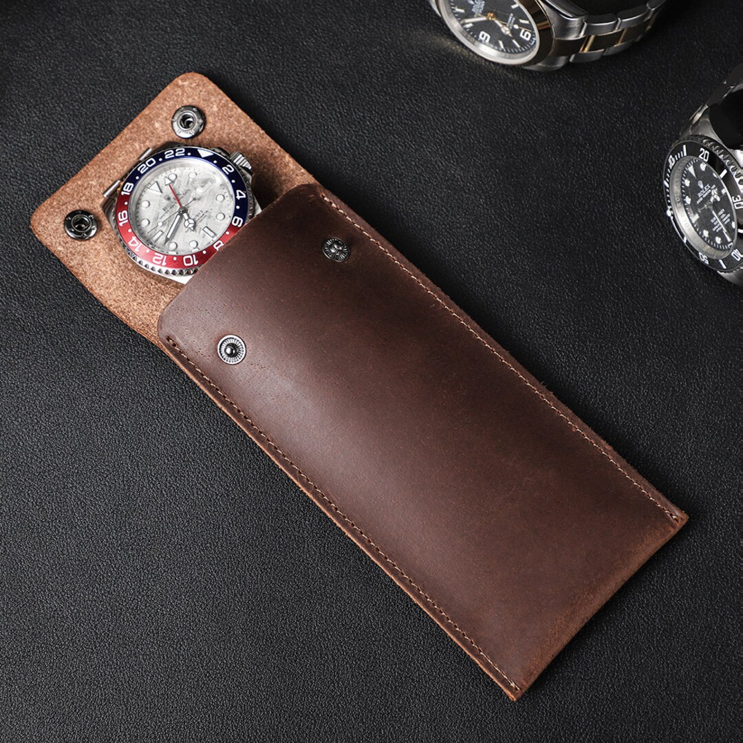 Single Watch Pouch Customize Leather Watch Holder Travel - Etsy