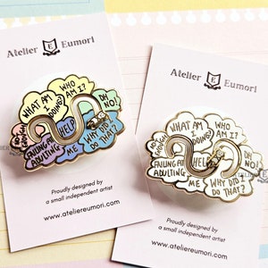 Overthinker Sliding Enamel Pin, Existential Crisis Cat, Interactive ...