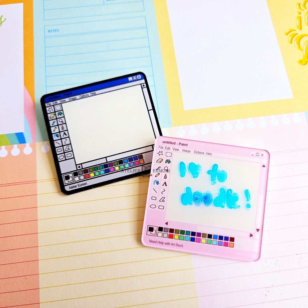 Writable Pink MS Paint Pin Badge, Dry Erase Interactive Acrylic Pin ...