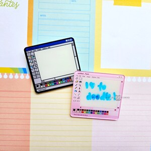 Writable Pink MS Paint Pin Badge, Dry Erase Interactive Acrylic Pin ...