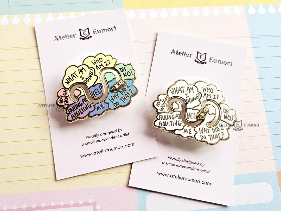 Overthinker Sliding Enamel Pin, Existential Crisis Cat, Interactive ...