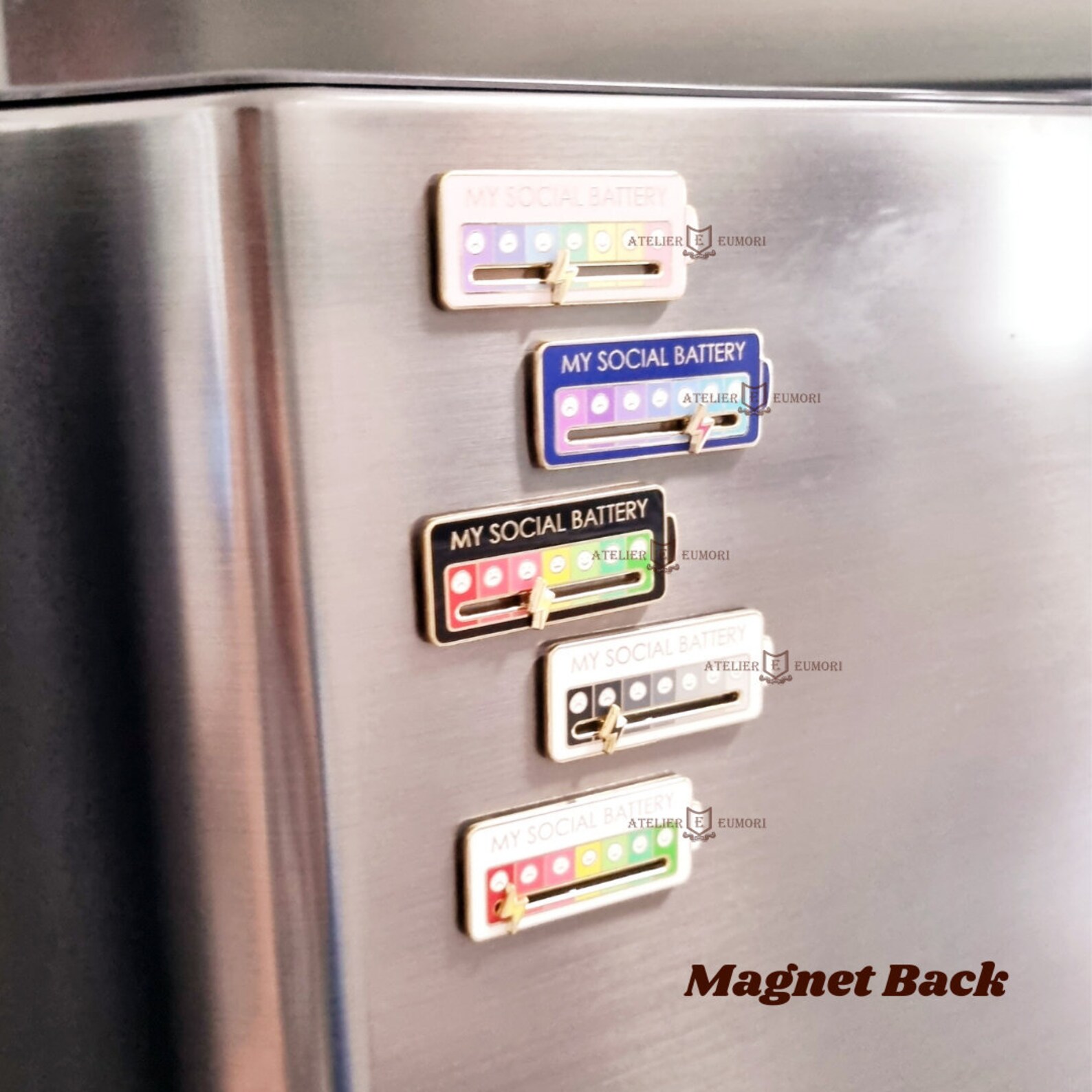 The Original Social Battery Sliding Enamel Pin, Interactive Enamel Pins ...