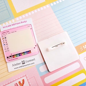 Writable Pink MS Paint Pin Badge, Dry Erase Interactive Acrylic Pin ...