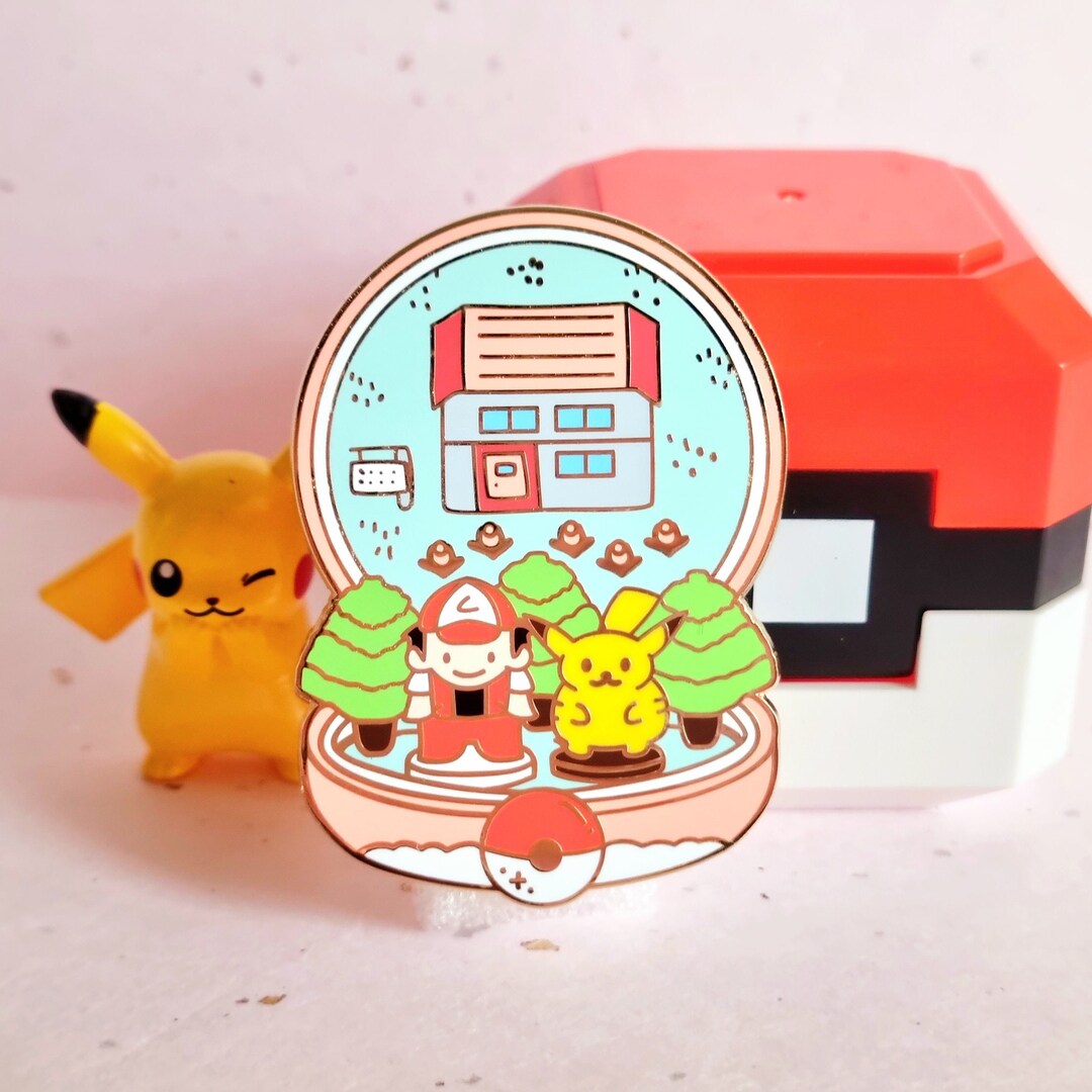 Pallet Town Hard Enamel Pin, Ash & Pika Lapel Pin, Polly Pocket Pin ...