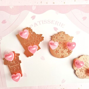 Sakura Matcha Snacks Rose Gold Hard Enamel Pins, Green Tea Cherry ...