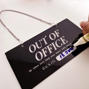 Writable Out of Office Door Sign, Dry Erase Work Cubicle Sign, Office ...