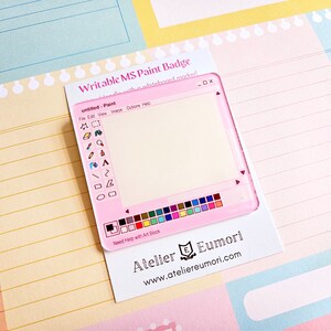 Writable Pink MS Paint Pin Badge, Dry Erase Interactive Acrylic Pin ...