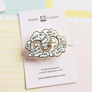 Overthinker Sliding Enamel Pin, Existential Crisis Cat, Interactive ...