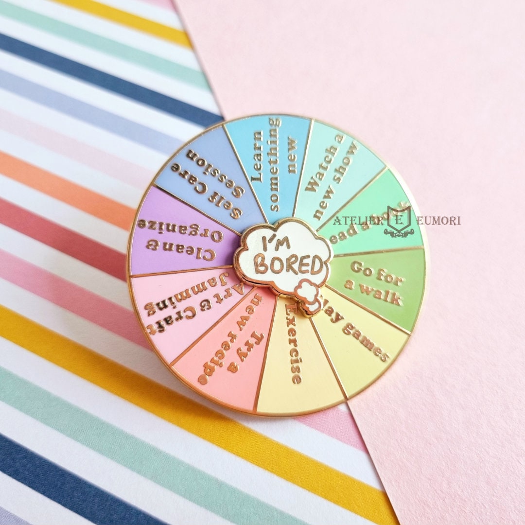 I'm Bored Spinning Enamel Pin, Interactive Enamel Pins, Funny Christmas Gag Gift for Best Friend ...