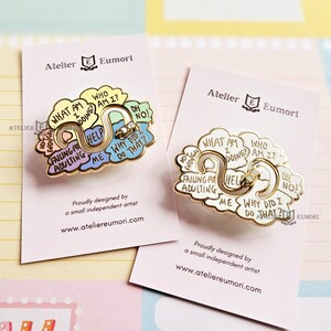 Overthinker Sliding Enamel Pin, Existential Crisis Cat, Interactive ...