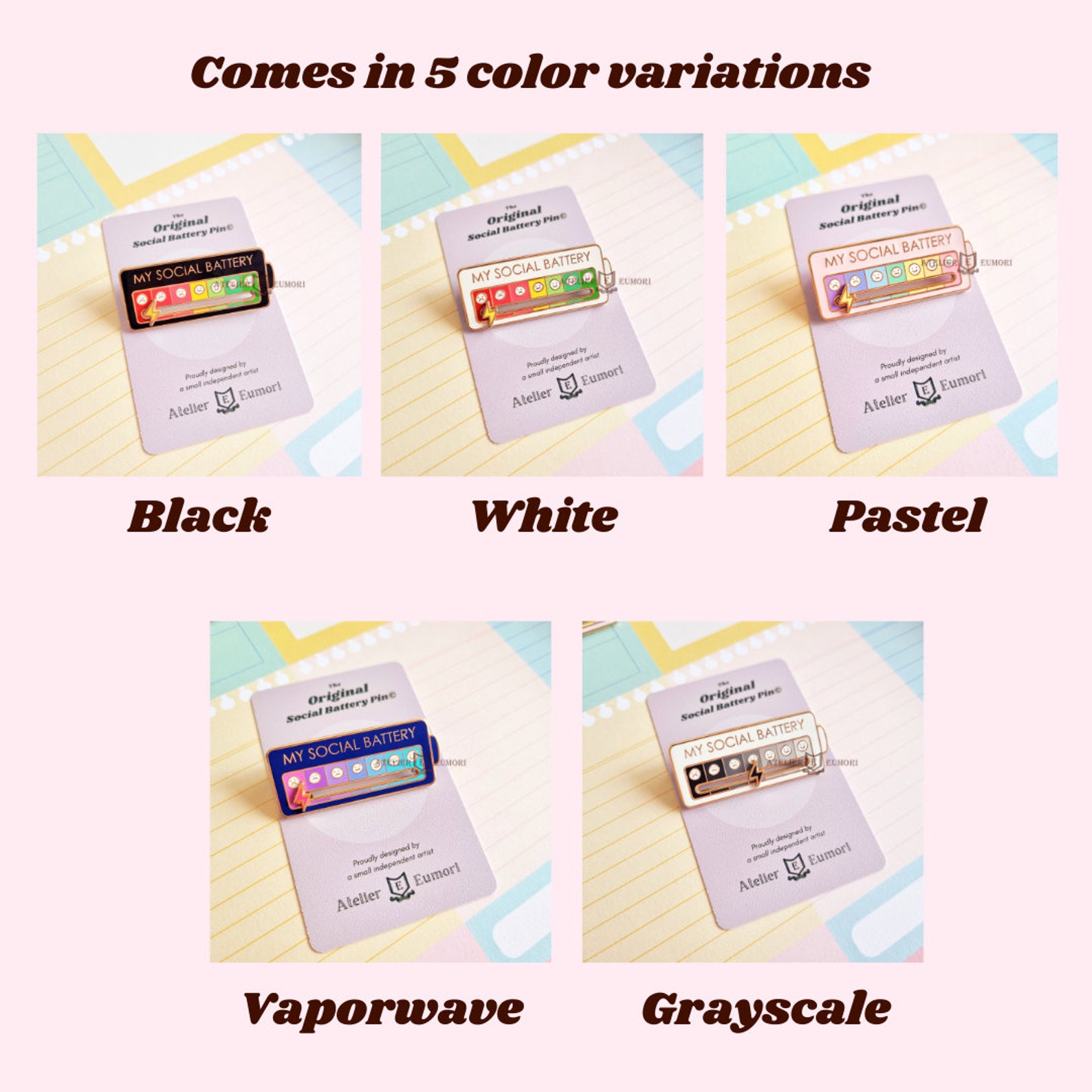 The Original Social Battery Sliding Enamel Pin, Interactive Enamel Pins ...