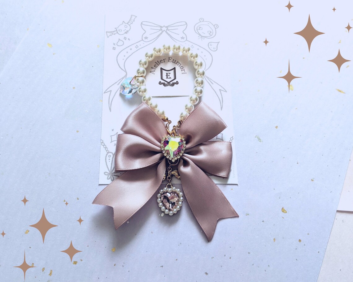 Pink Kawaii Bag Charm Pink Bow With Heart Dangle Ita Bag | Etsy