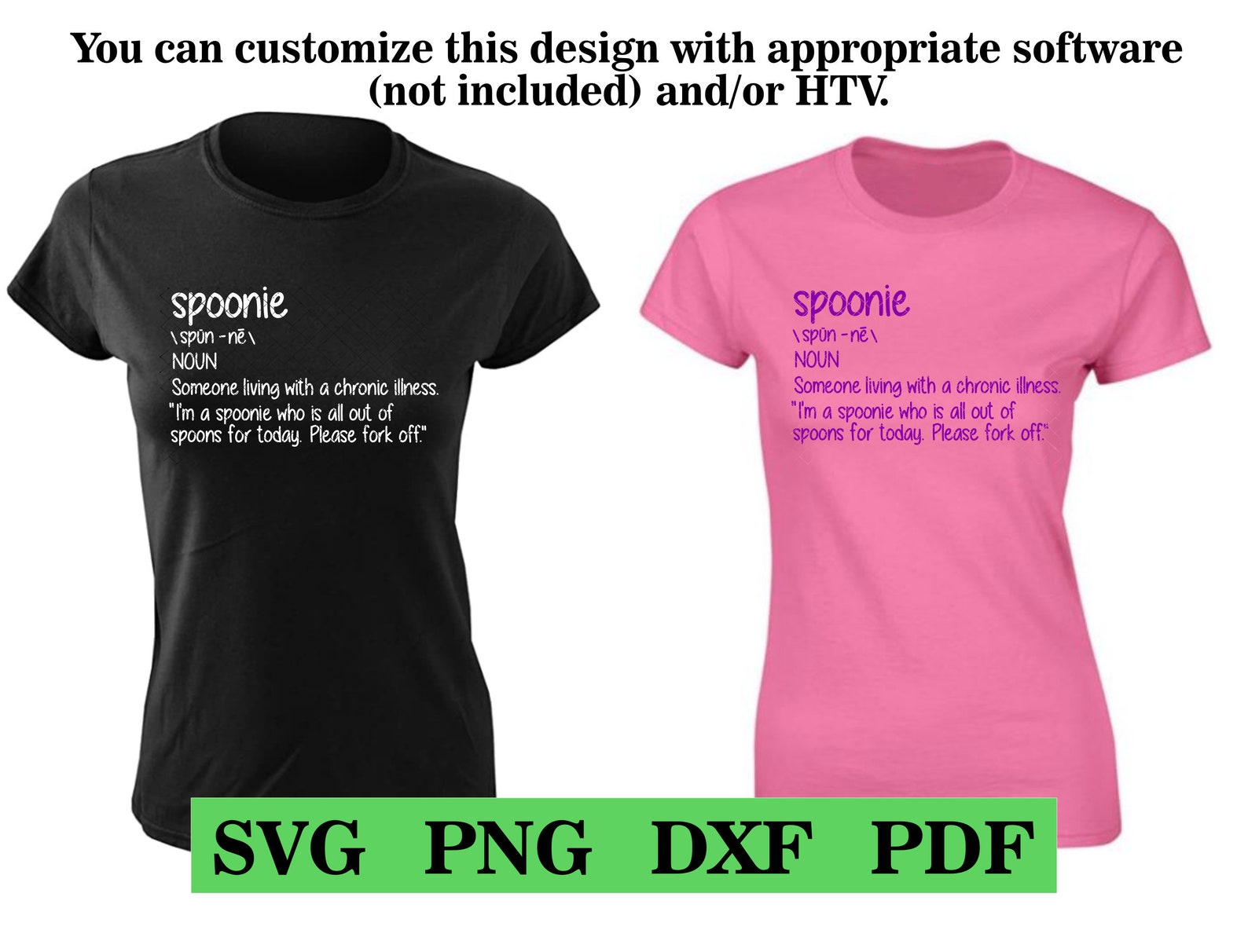 Spoonie Definition, SVG, PNG, Tshirt Design, Spoonie, Spoon Theory ...