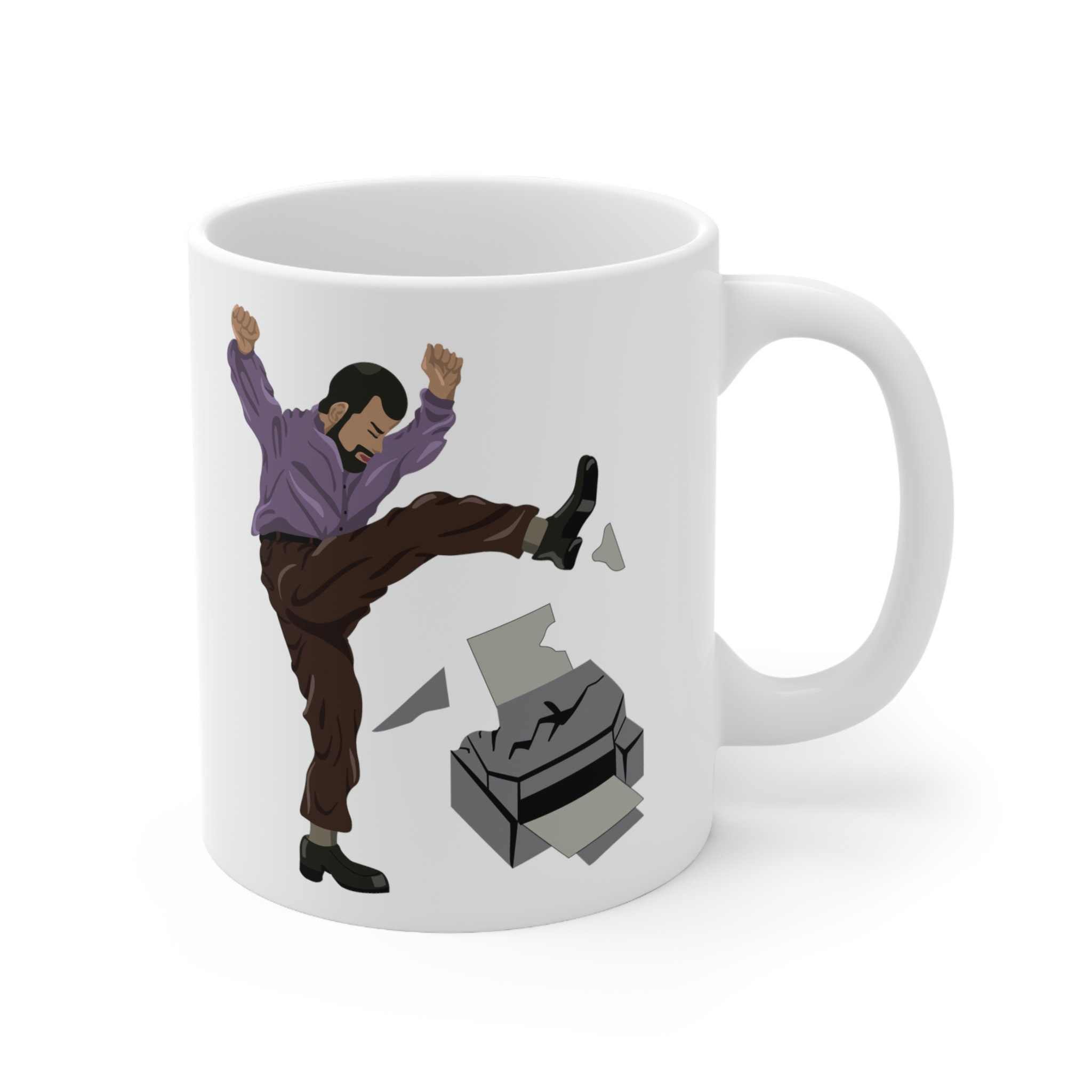 Office Space Smashing Printer 11oz Mug. Samir Classic Kick - Etsy