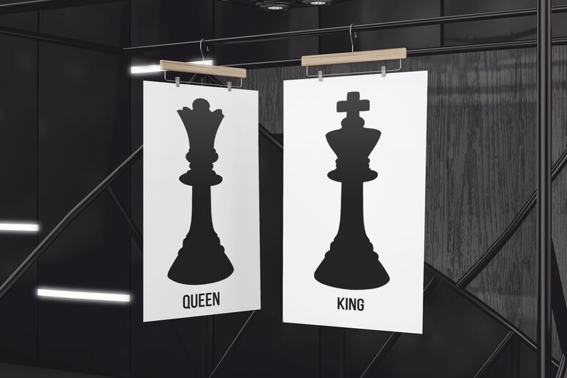 Chess Pieces Wall Posters, Art, Set of Six (6) Laminate, Prints, Wipe ...