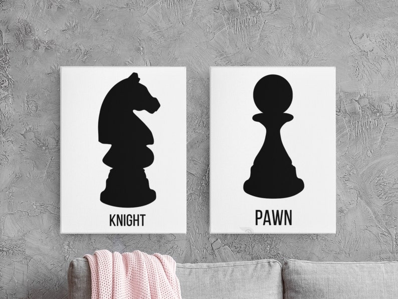 Chess Pieces Wall Posters, Art, Set of Six (6) Laminate, Prints, Wipe ...