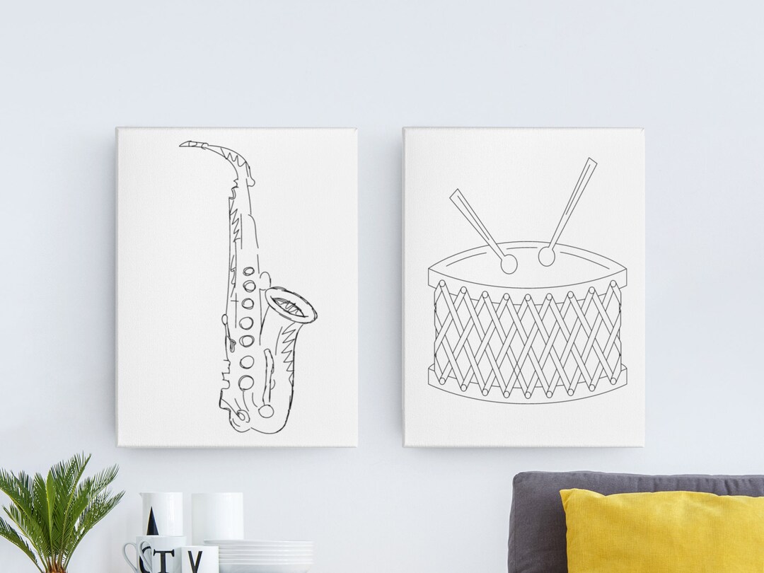 Musical Instruments Posters Wall Art - Hand Drawn Look, Set of Six (6 ...