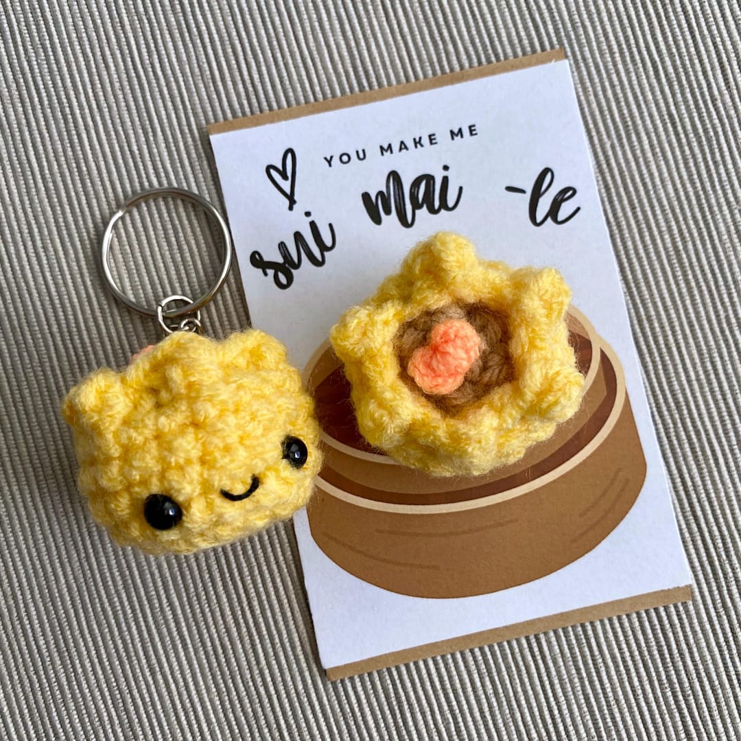 Siu Mai Dumpling, Crochet Keychain Kawaii Food Bag Charm, Valentine's ...